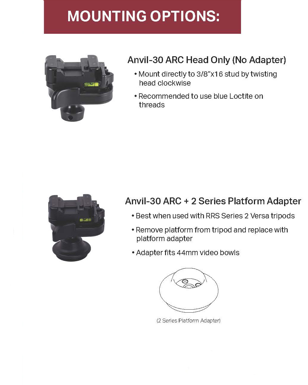 Anvil-30 ARC Ball Head Manual