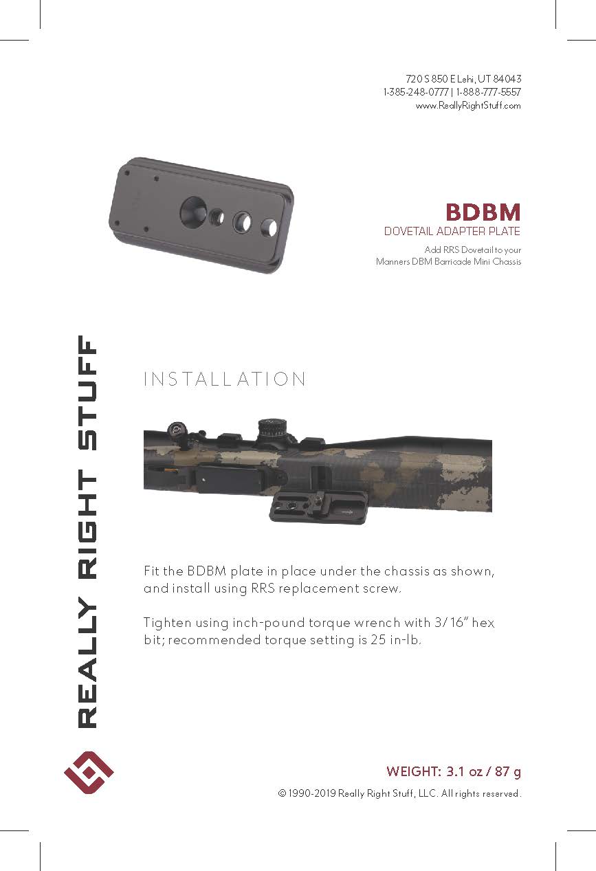 BDBM Dovetail Adapter Plate Manual