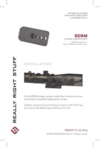 BDBM Dovetail Adapter Plate Manual